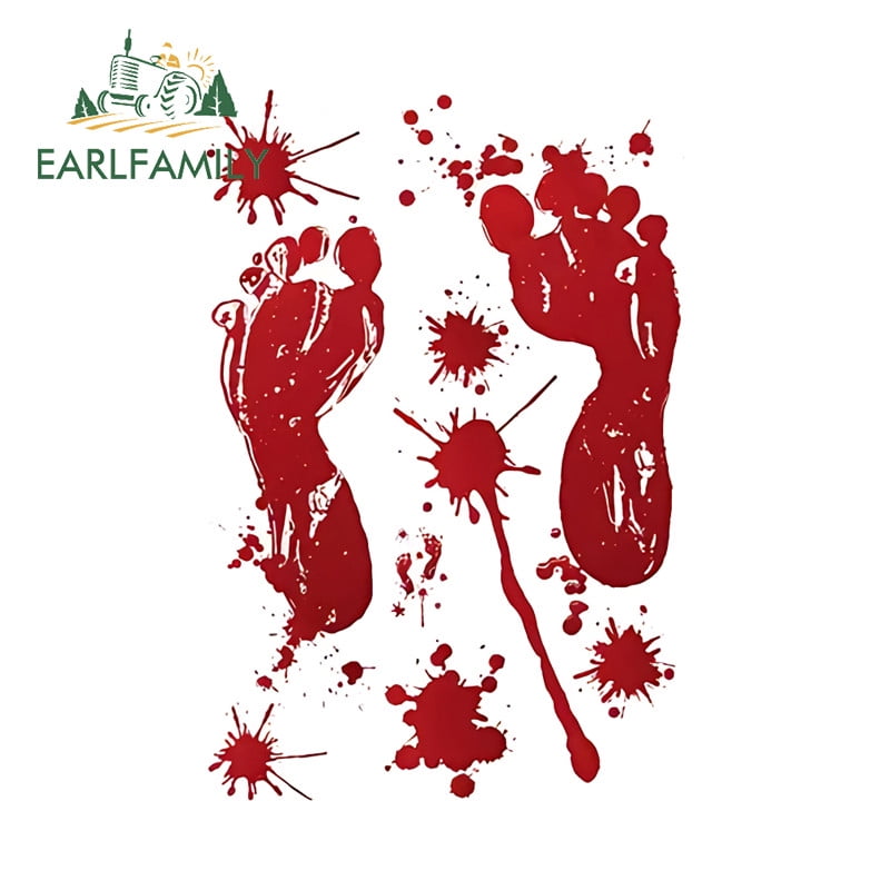 EARLFAMILY 5.1" Red Blood Handprints Footprints Car Stickers Waterproof ...