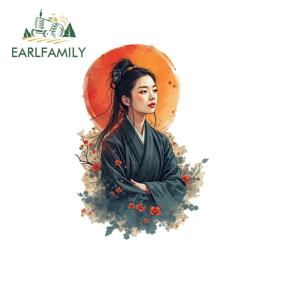 EARLFAMILY 5.1" Samurai Female Beauty Car Sticker Personality ...