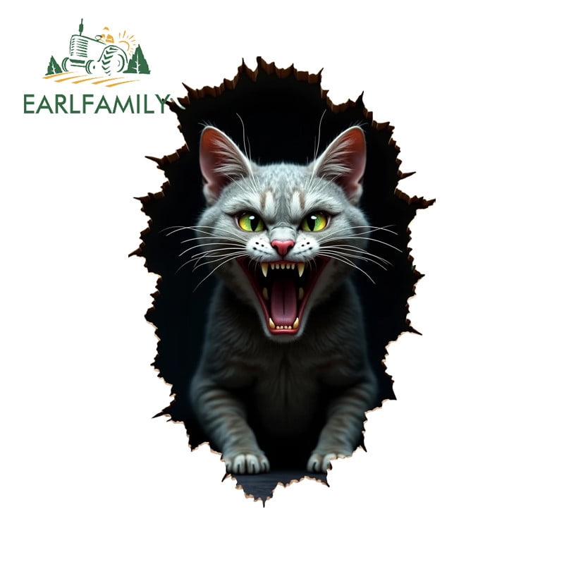 EARLFAMILY 5.1" Scary Cat Tear Car Stickers Personality Waterproof ...