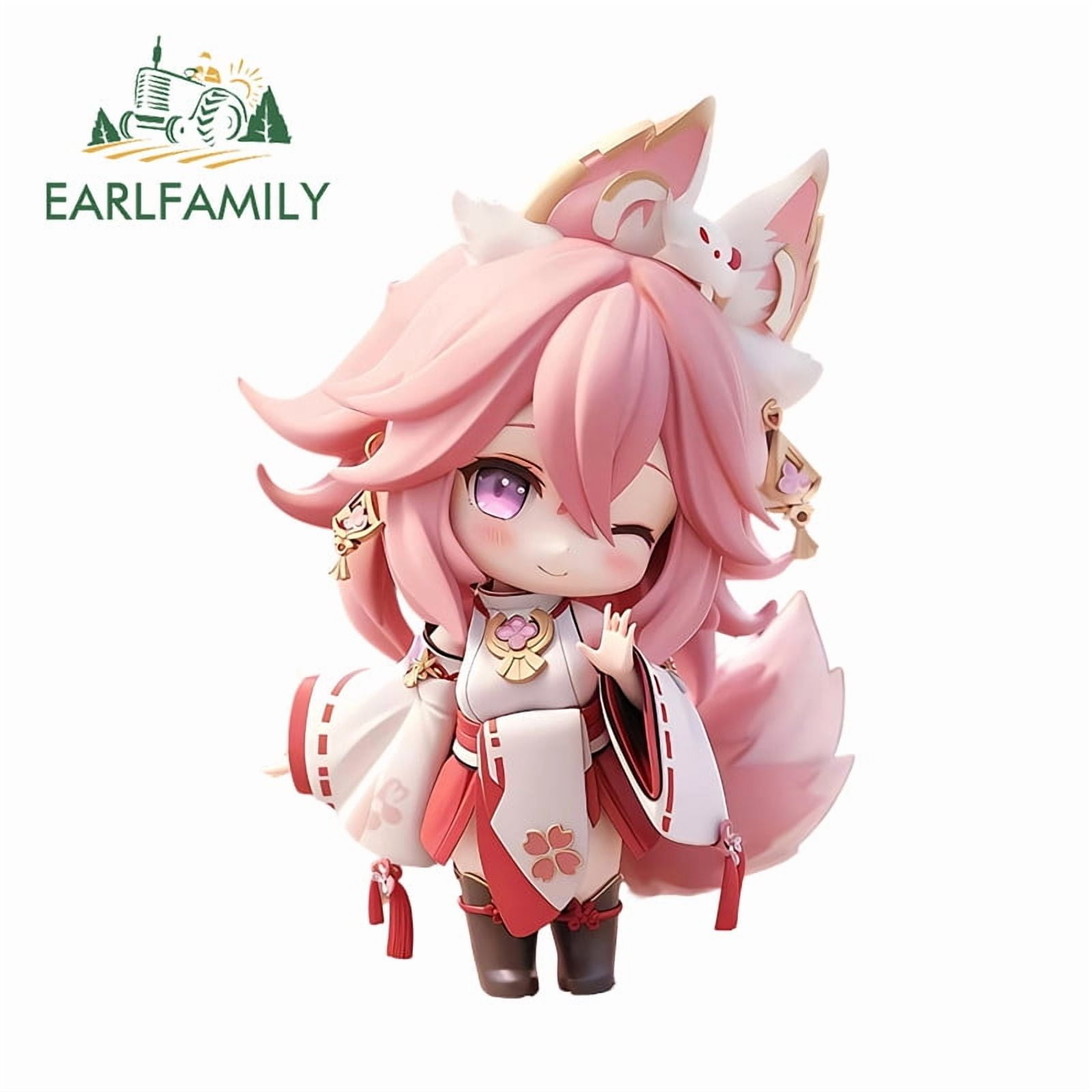 EARLFAMILY 5.1" Yae Miko 3D Car Stickers Chibi Waterproof Computer ...