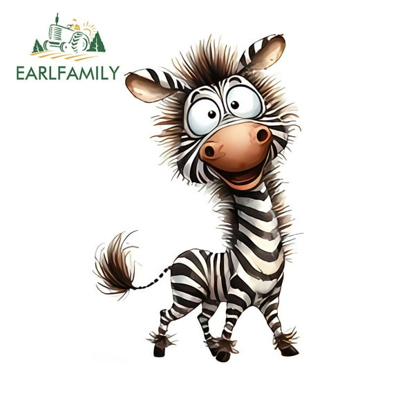 EARLFAMILY 5.1" Zebra Cartoon 3D Car Stickers Creative Funny Waterproof ...