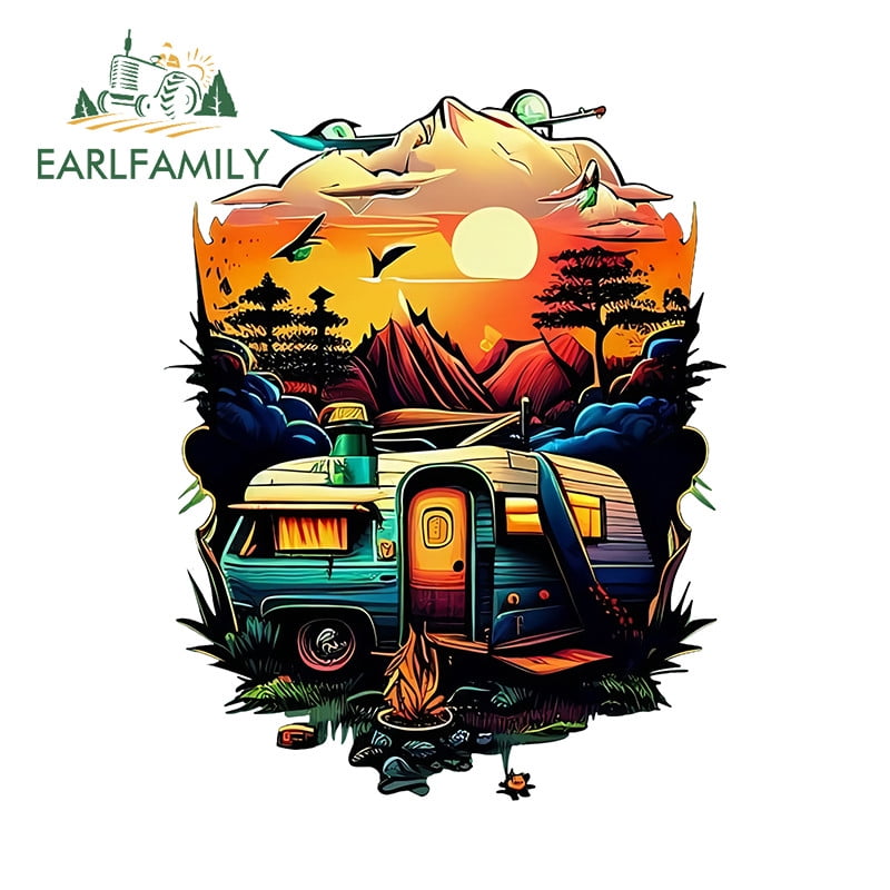 EARLFAMILY Camping Car Stickers Personality Motorcycle Caravan Helmet ...