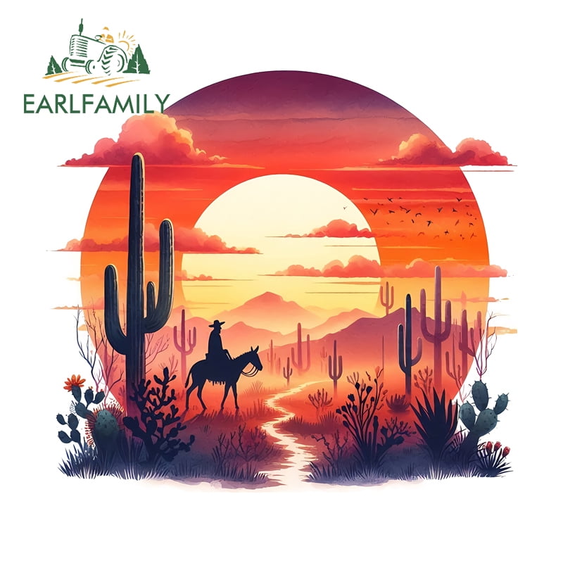 EARLFAMILY Desert Sunset Item Car Stickers Creative Rearview Mirror ...