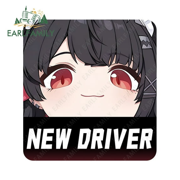 EARLFAMILY Kawaii Big Face Cute Warning Fine Car Stickers Vinyl Car ...
