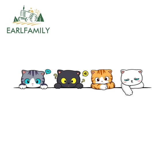 EARLFAMILY Lucky Cat Kawaii Cartoon Car Sticker Windshield Motorcycle ...