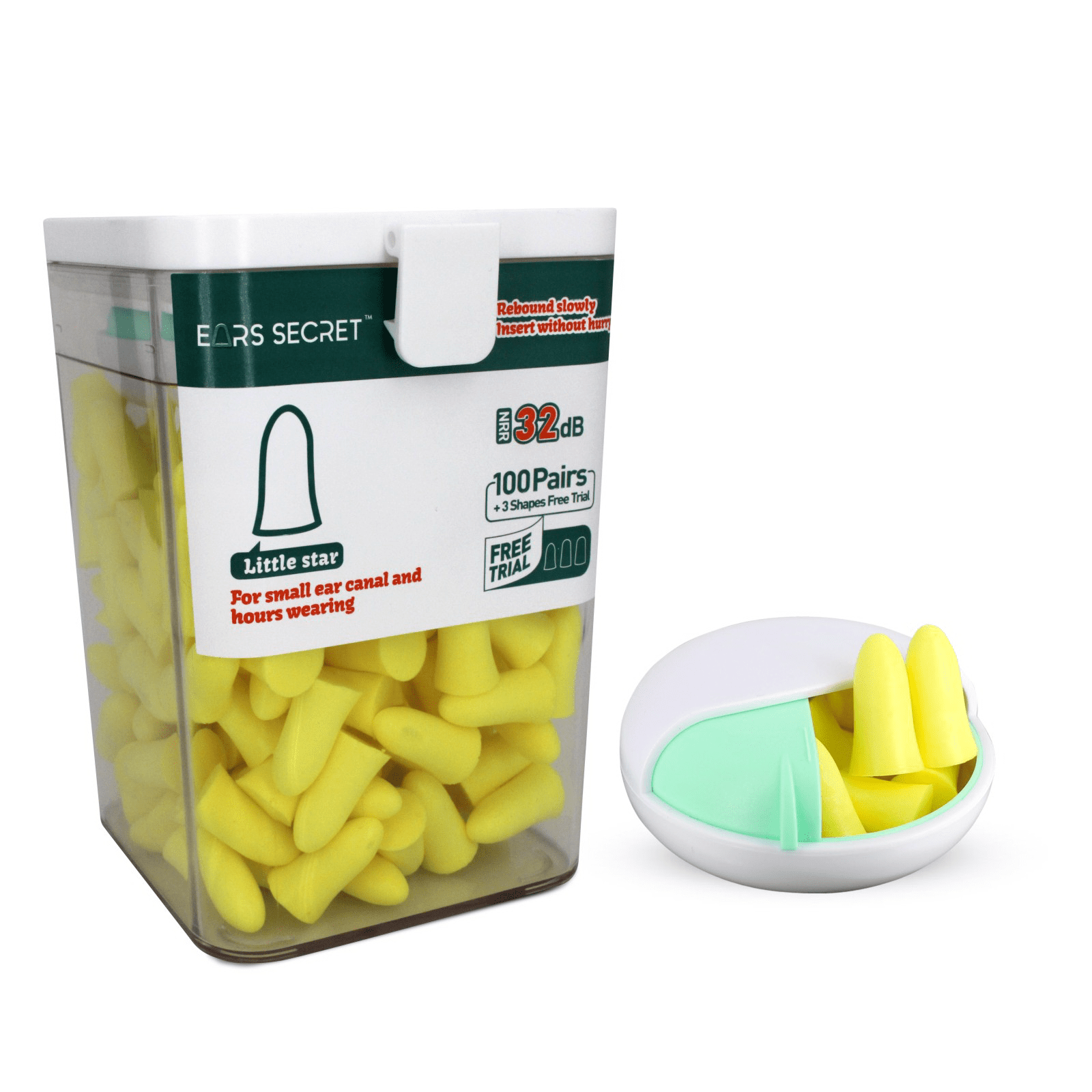 EARS SECRET Foam Ear Plugs for Sleeping, 100+3 Pairs Ear Plugs 37dB ...