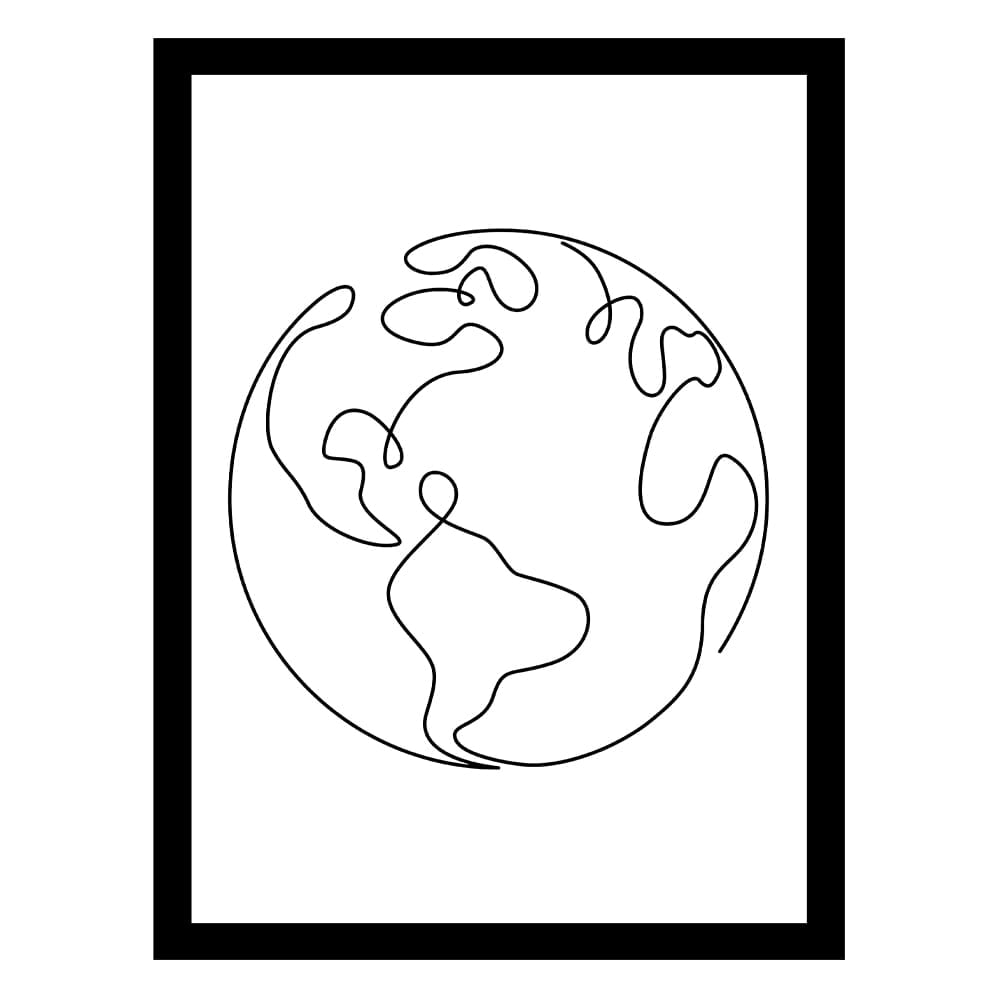 EARTH LINE ART Framed Print - Walmart.com