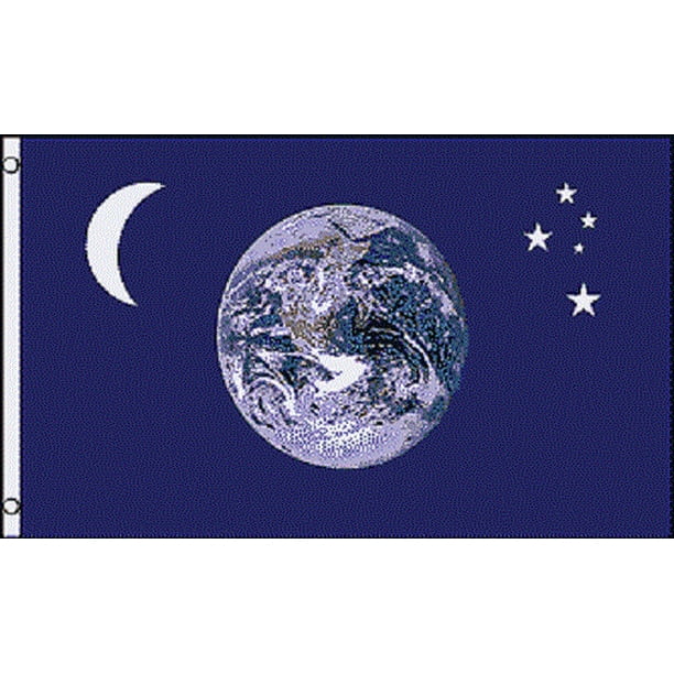 EARTH MOON & STARS FLAG 3X5 FEET PLANET WORLD ASTRONOMY UNIVERSE NEW ...
