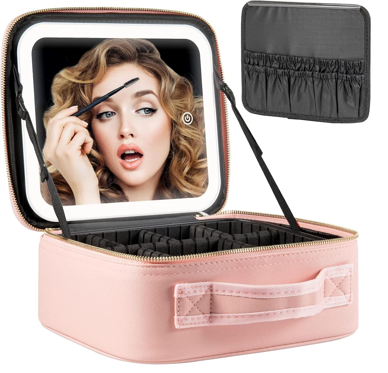 EARTHCONE Travel Makeup Case with Lighted Mirror 3 Color Setting ...