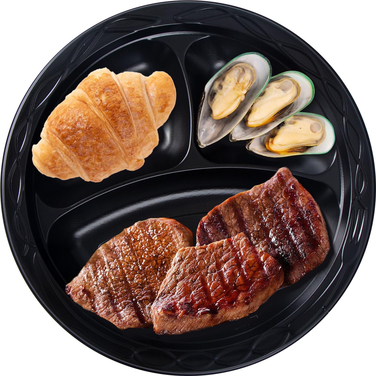 EARTHEATS Plastic Plates, Reusable TSF6 150 Pack 10 Inch Black Dessert ...