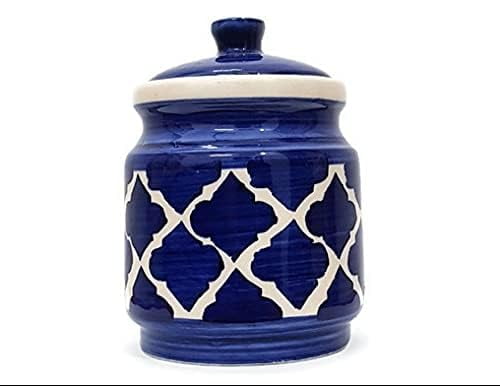 EARTHYSTONE Handpainted Handcrafted Ceramic Handi and jar with Lid 400 ...