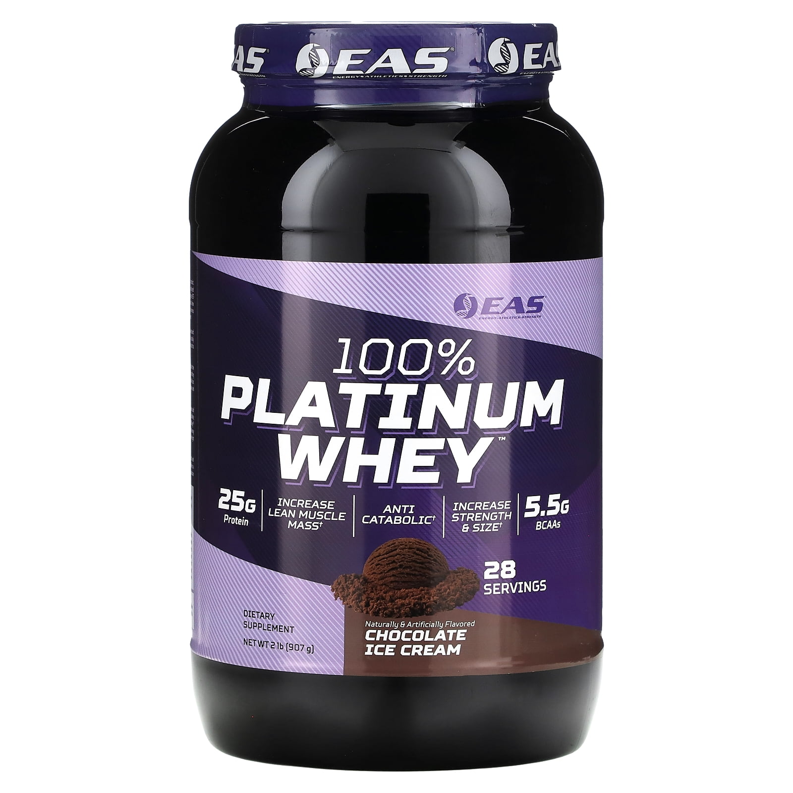 EAS 100% Platinum Whey, Chocolate Ice Cream, 2 lb, 25 g Protein, Lean ...