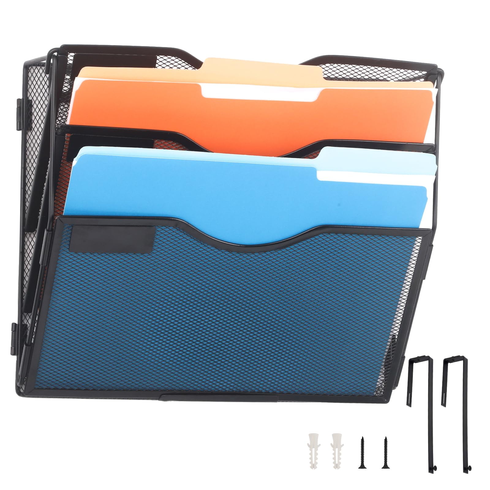 EASEPRES 3 Pocket Mesh Hanging Wall File Organizer with Hangers ...