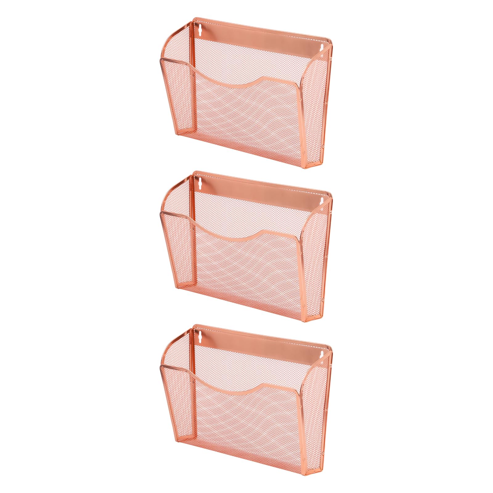 EASEPRES Wall File Holder Organizer, 3 Pockets Rose Gold Hanging file ...