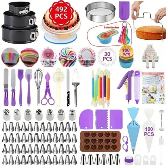 EASHZMFYTBF 492 Pcs Cake Decorating Kit with Baking Supplies- Cake ...