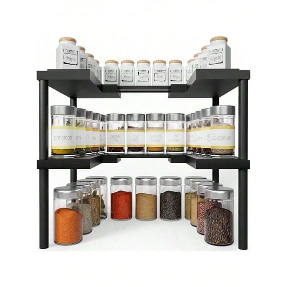 EASHZMFYTBF Expandable Bamboo Spice Rack Organizer for Cabinet ...