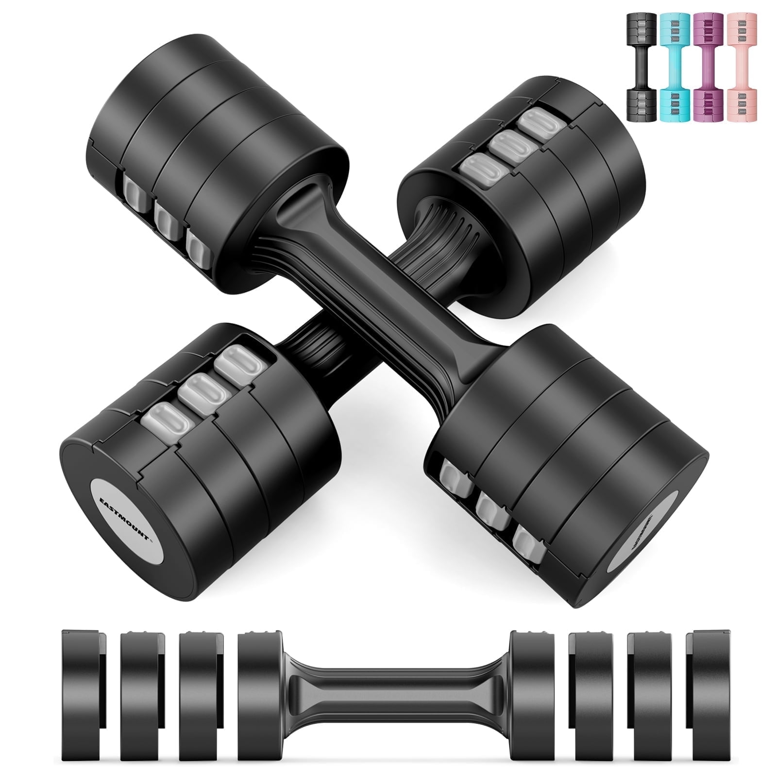 EAST MOUNT Adjustable Dumbbells Set of 2 / 10 lb Pair Total Free ...
