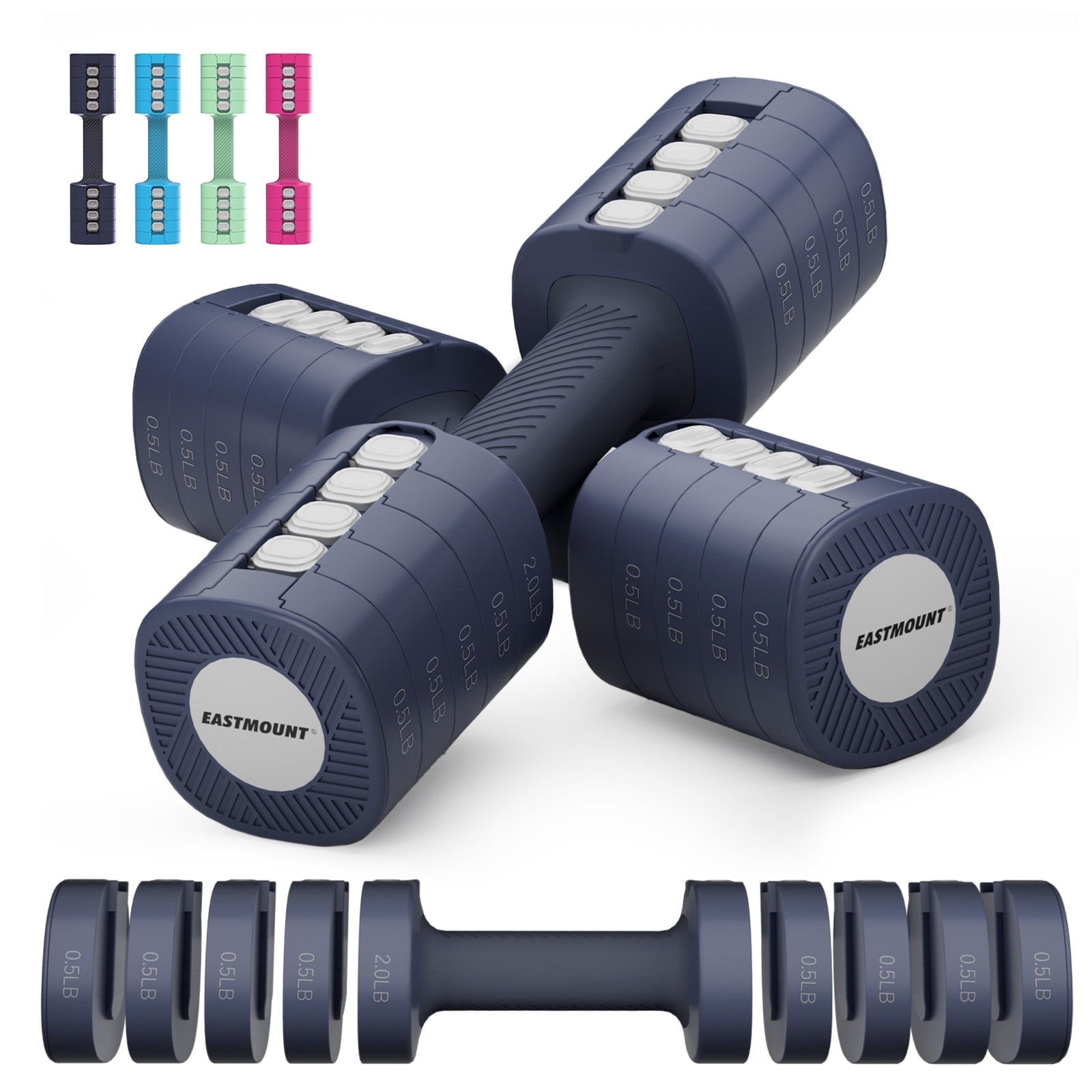 EAST MOUNT Adjustable Weight Dumbbells Set of 2 4 in 1 Hand Weights for ...