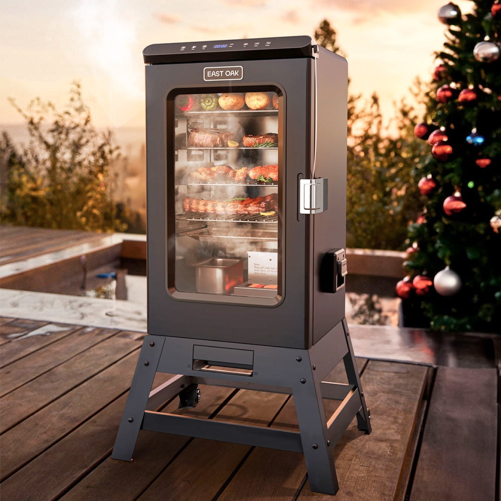East Oak Pro 30" Electric Smoker Portable with Window & Legs, Night ...