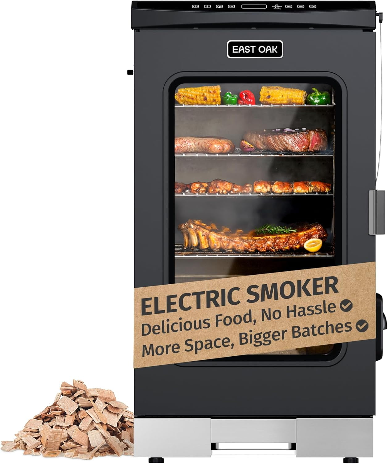 EAST OAK Updated 30" 725 Sq inches Electric Smoker Portable with Glass ...