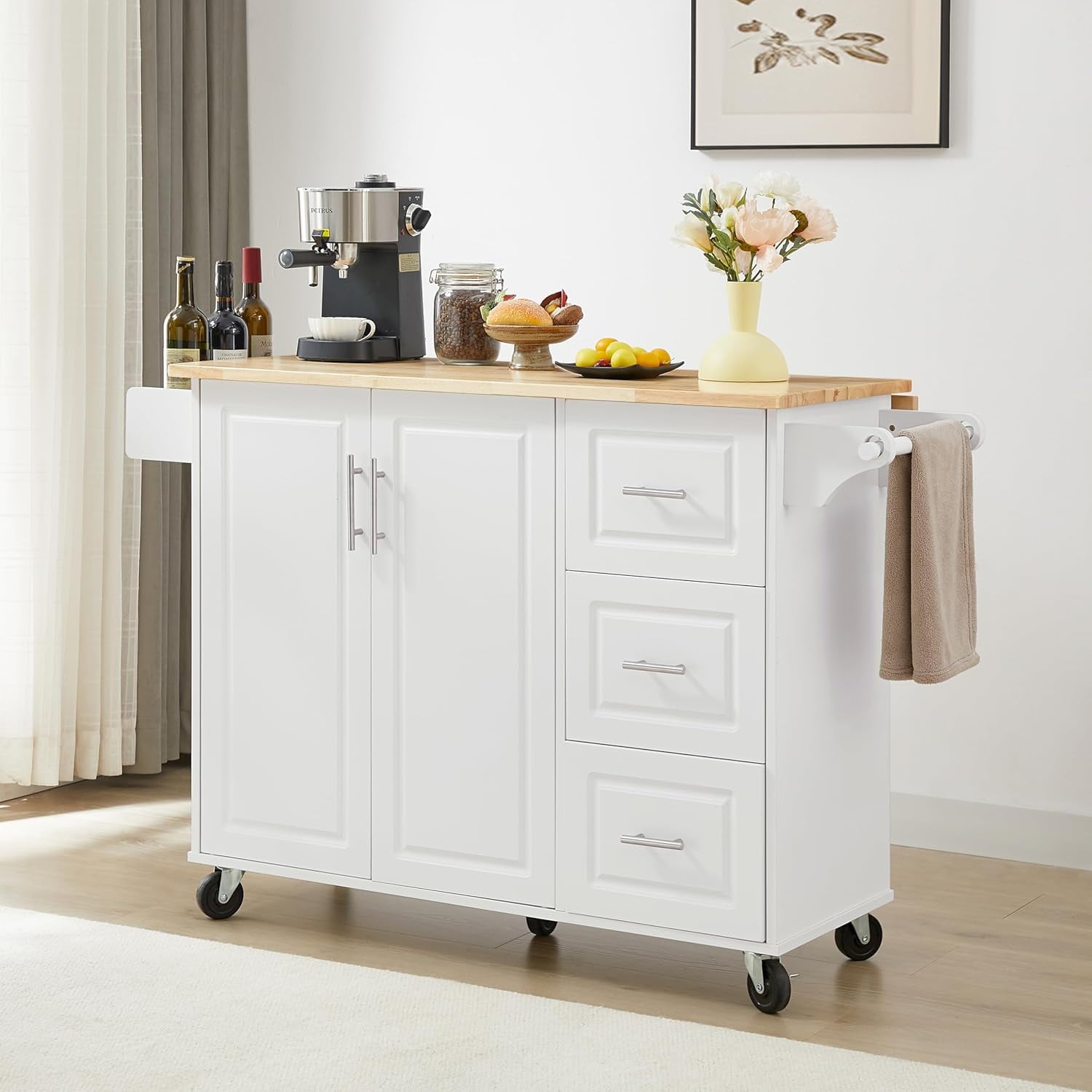 EASTALOLO Kitchen Island with Storage - Rolling Kitchen Island Cart ...