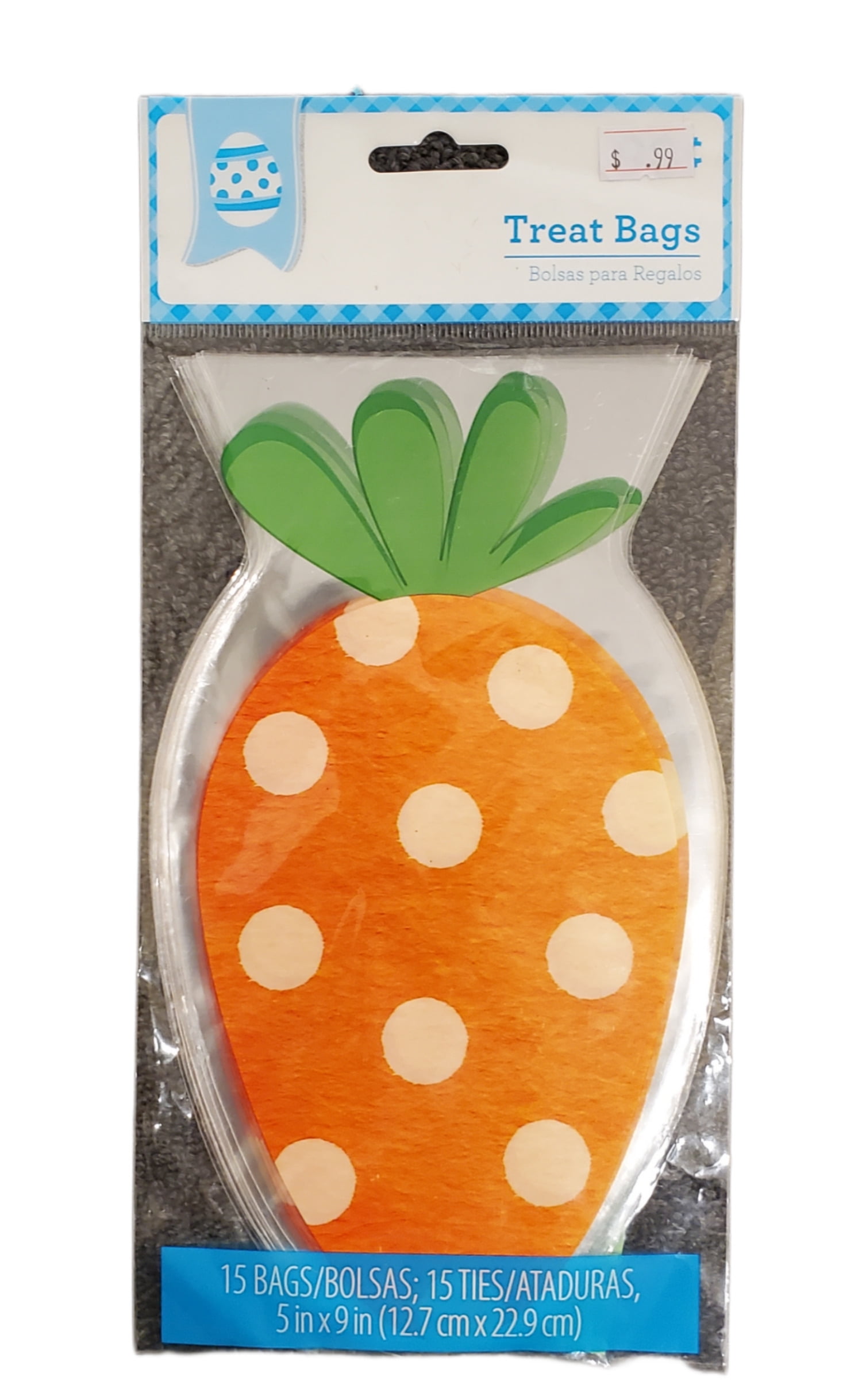Carrot-Shaped Easter Treat Bags 5x9in - 15 Pack - Walmart.com