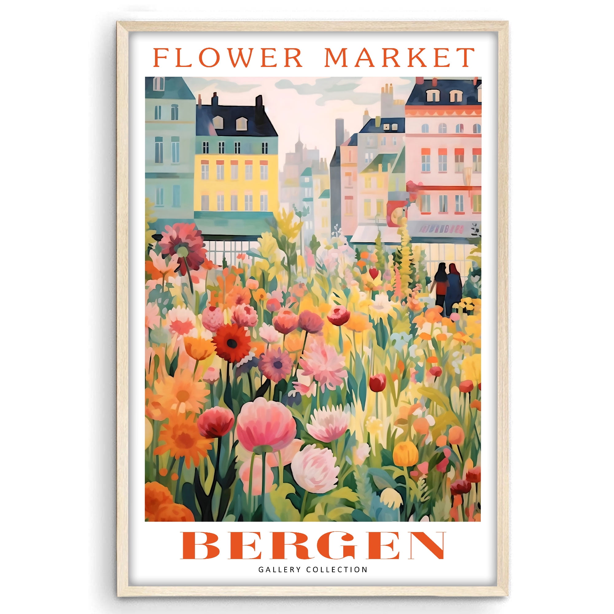 EASTERN PRINT Bergen Flower Market Print, Norway Travel Art, Autumn Art ...