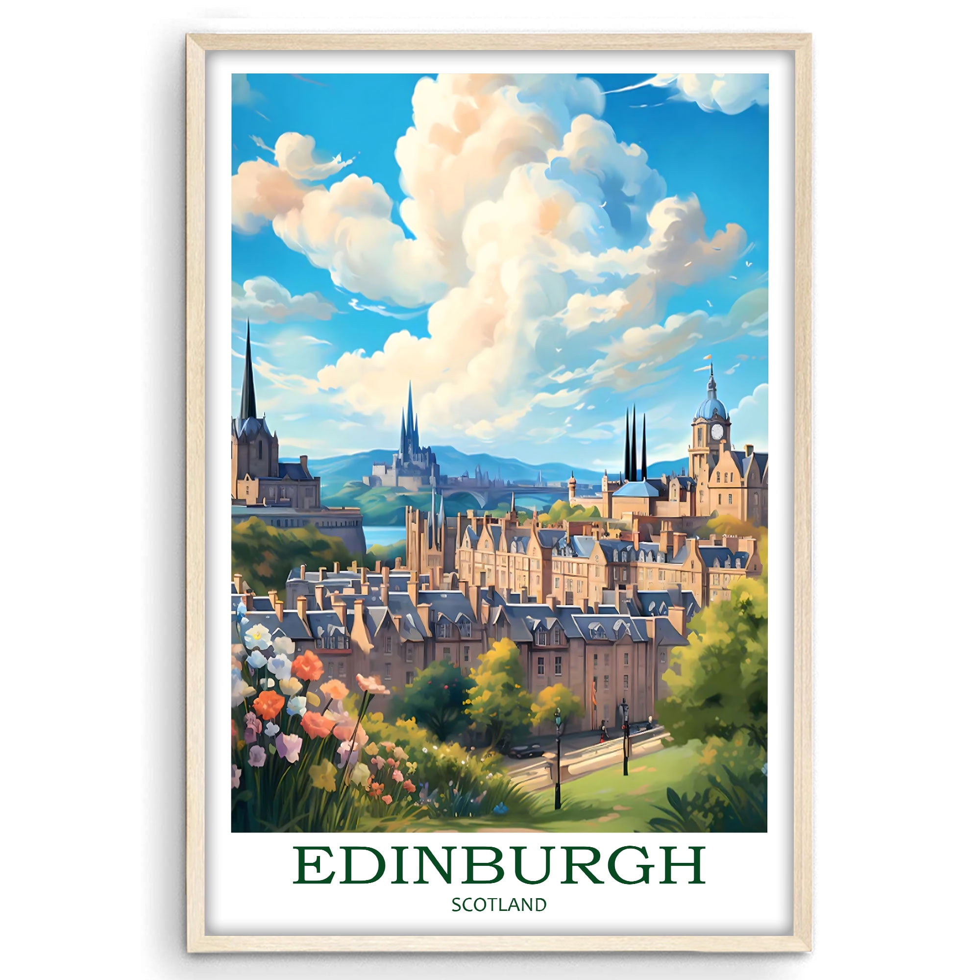 EASTERN PRINT Edinburgh Travel Poster, Edinburgh Castle Scotland Art ...