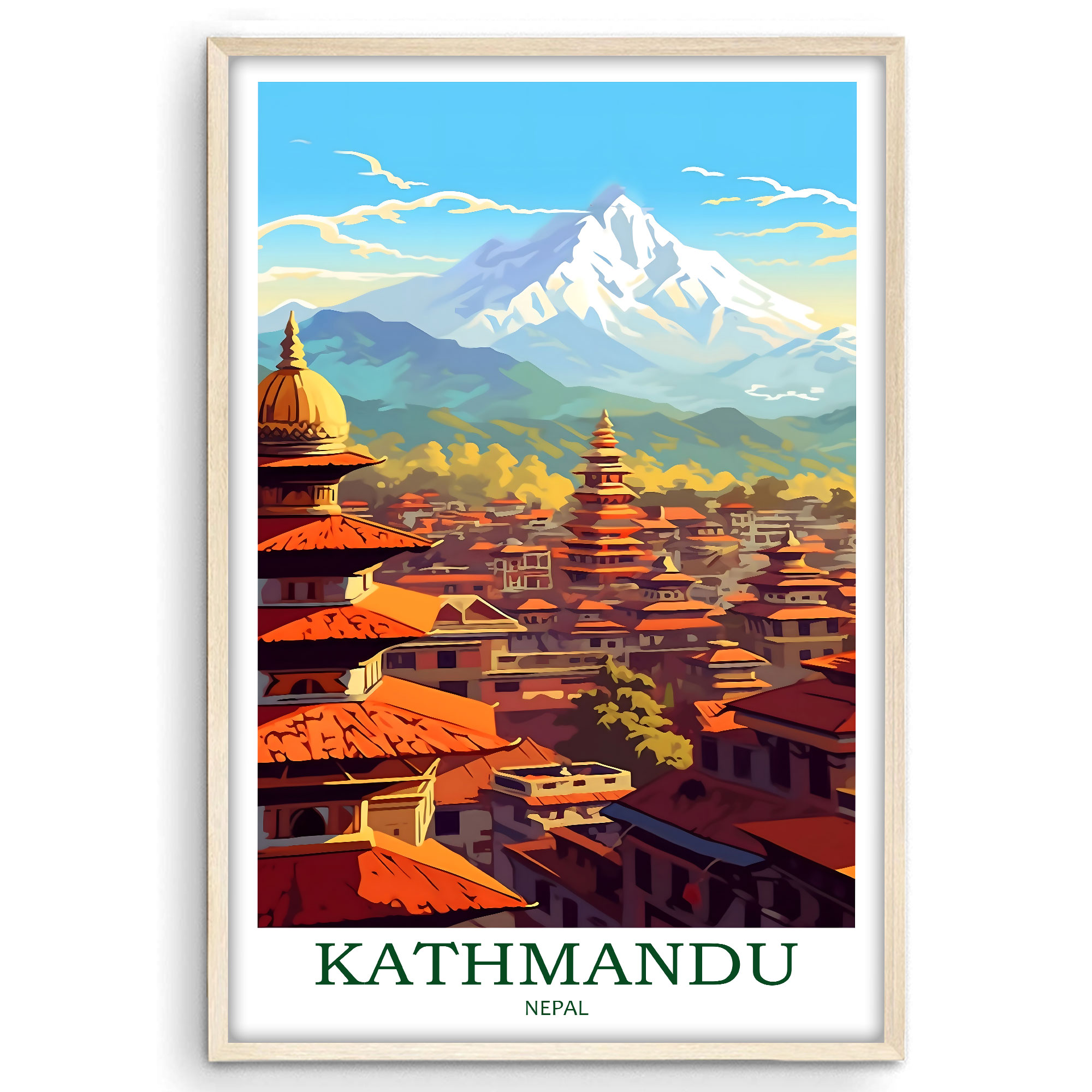 EASTERN PRINT Kathmandu Travel Poster, Nepal Art, City Posters, Cities ...