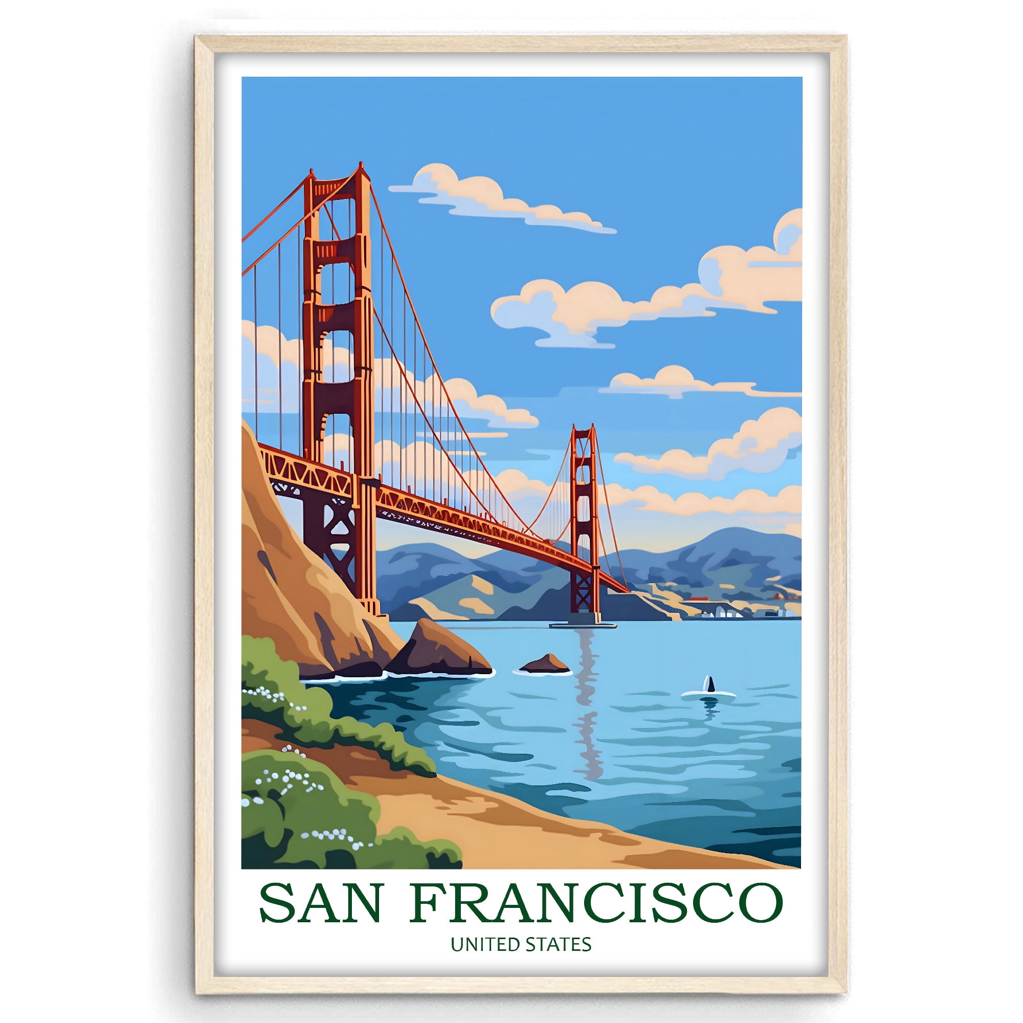 EASTERN PRINT San Francisco Poster, Golden Gate Travel Art, City ...