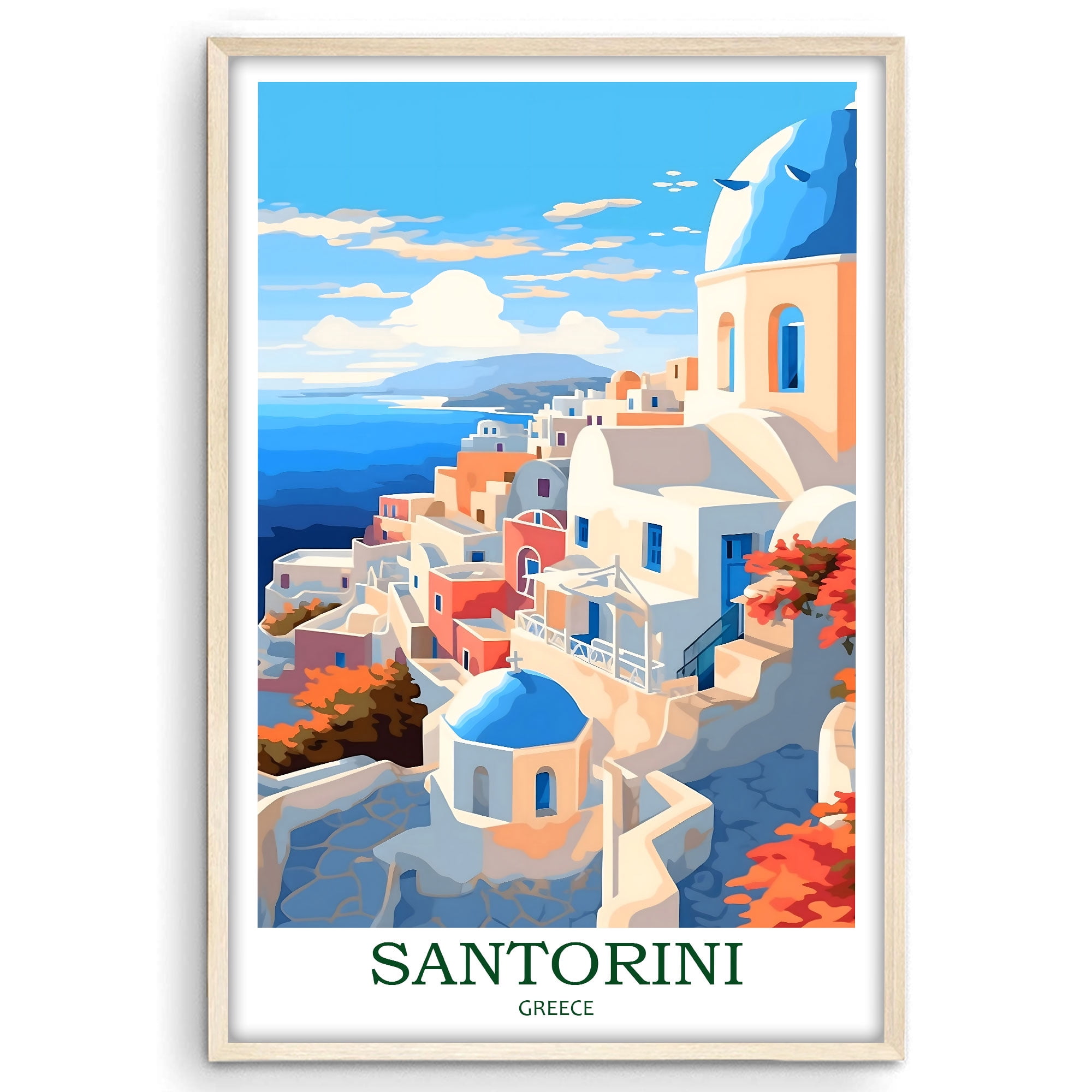 EASTERN PRINT San.tori.ni Travel Poster, San.tori.ni Art, Greece Art ...
