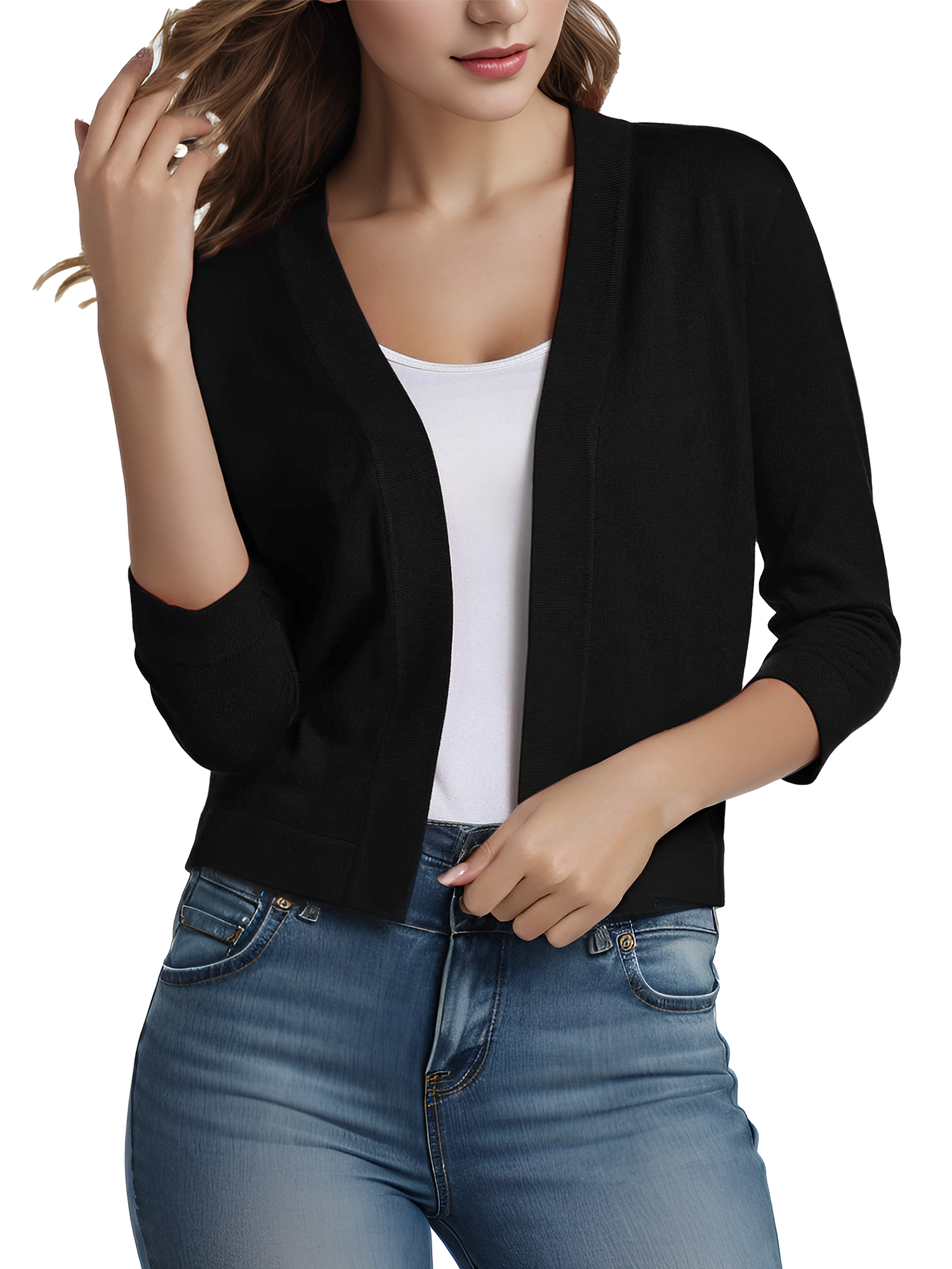 Dyegold 3/4 Sleeve Cardigan For Women Lightweight Linen Cotton Summer ...