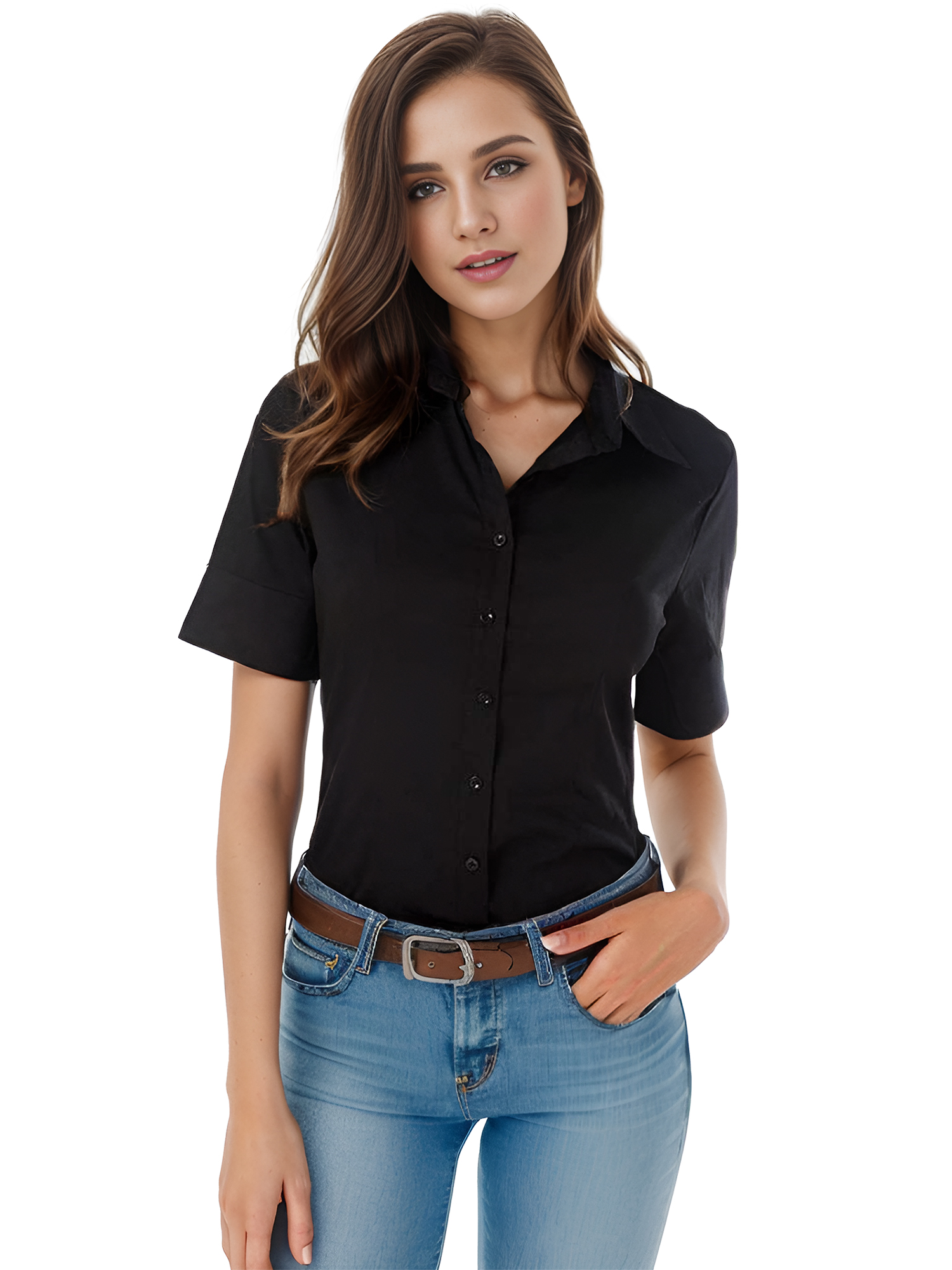 Riders by Lee® Indigo Easy Care 3/4 Sleeve Woven Shirt - Walmart.com