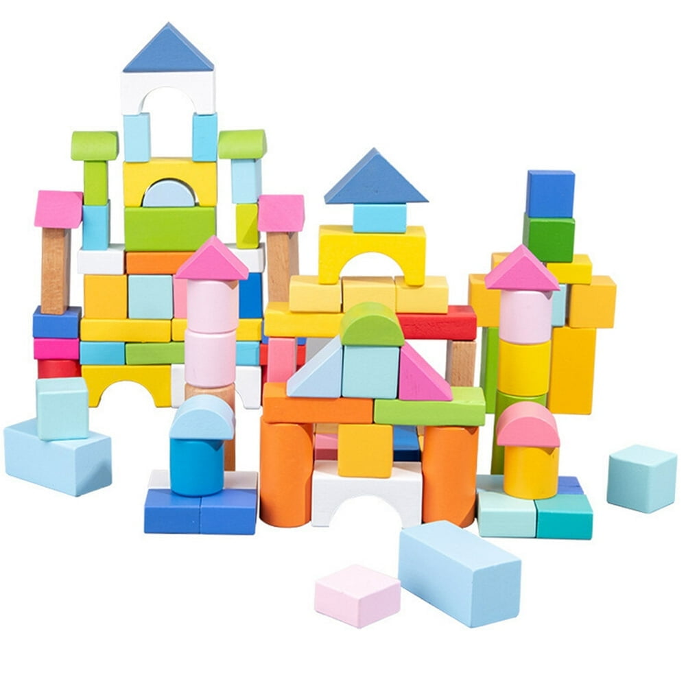 EASTIN 100Pcs Wooden Castle Building Blocks Kids Educational Toys ...