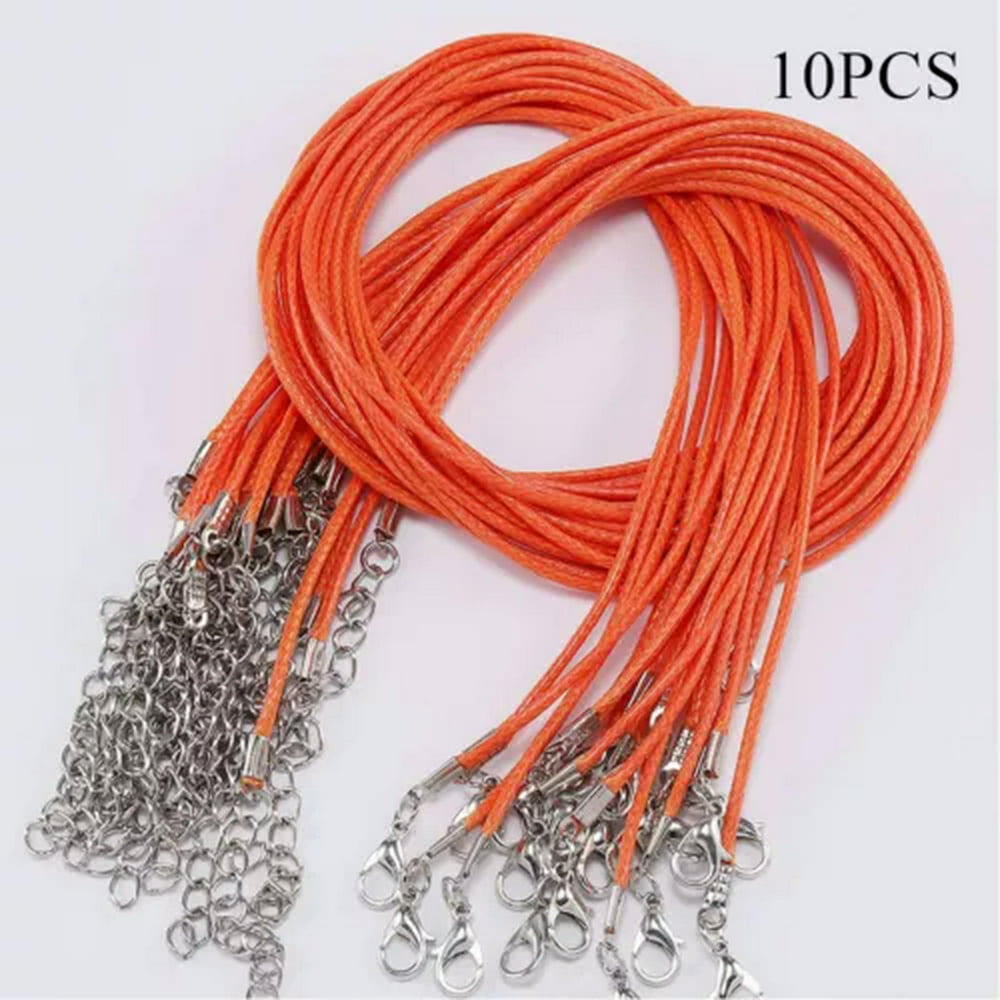 EASTIN 10Pcs Leather Wax String Lobster Clasp Chain Pendant Necklace Rope Cords DIY 2MM-coffee ...