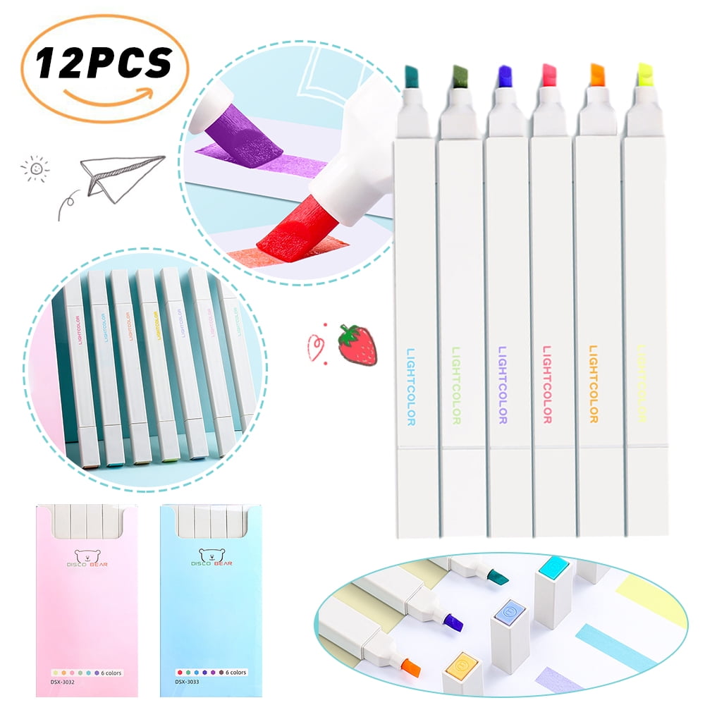 EASTIN 12 Colors Highlighter Marker For Mark Notes/Main Points/Draw ...