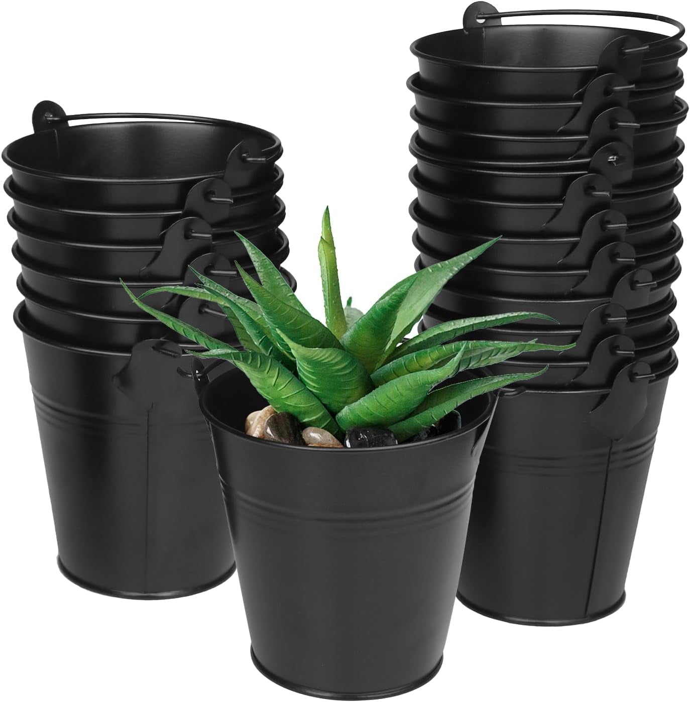 EASTIN 18 Pack 4 Inch Red Mini Metal Bucket Elegant Galvanized Buckets ...