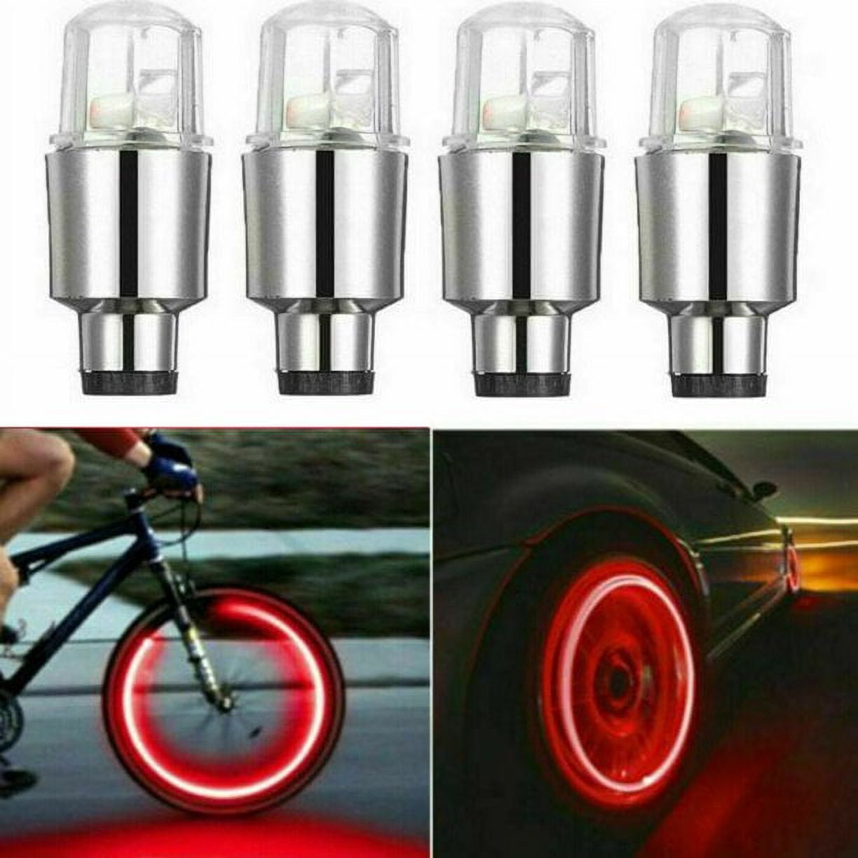 EASTIN 4 Pcs LED Wheel Tire Valve Caps Light Neon Lamp Waterproof For ...
