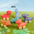 EASTIN 6Pcs Cartoon Dinosaur Pull-back Car Child Dinosaur Animal Model ...