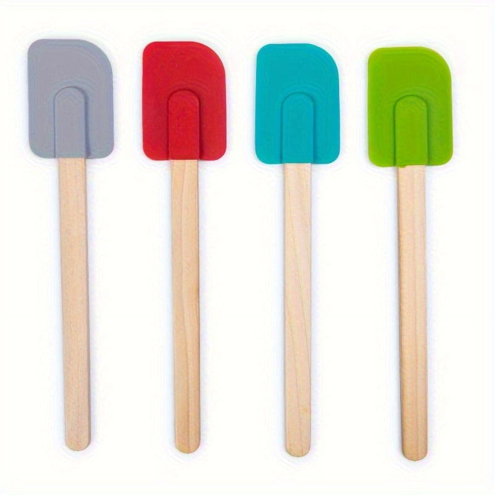 EASTIN Colorful Silicone Spatulas Set 4 with Wooden Handles Red Silver ...