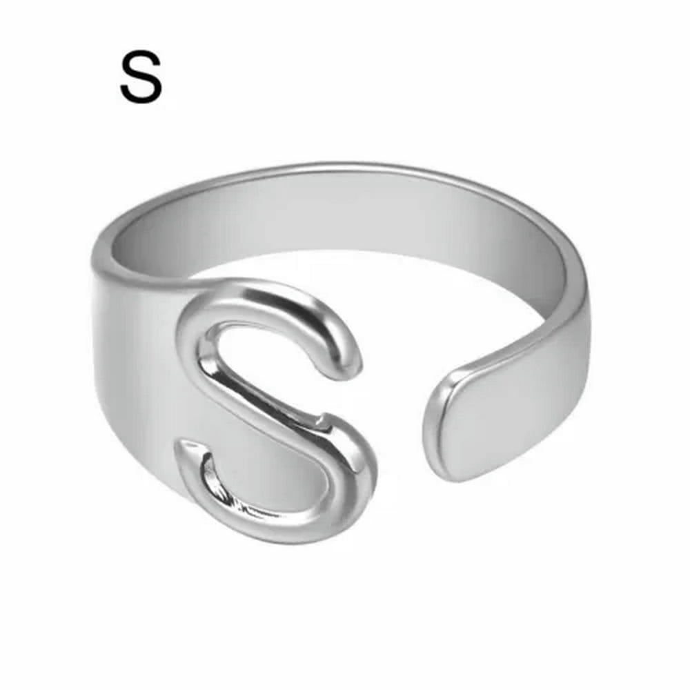 EASTIN Fashion Adjustable Initial Alphabet Letter A-Z Ring Finger Rings ...