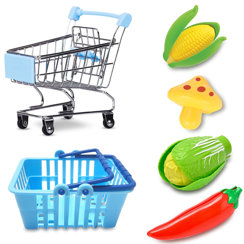 EASTIN Mini Shopping Basket Cart Play Pretend Food & Grocery Shopping ...