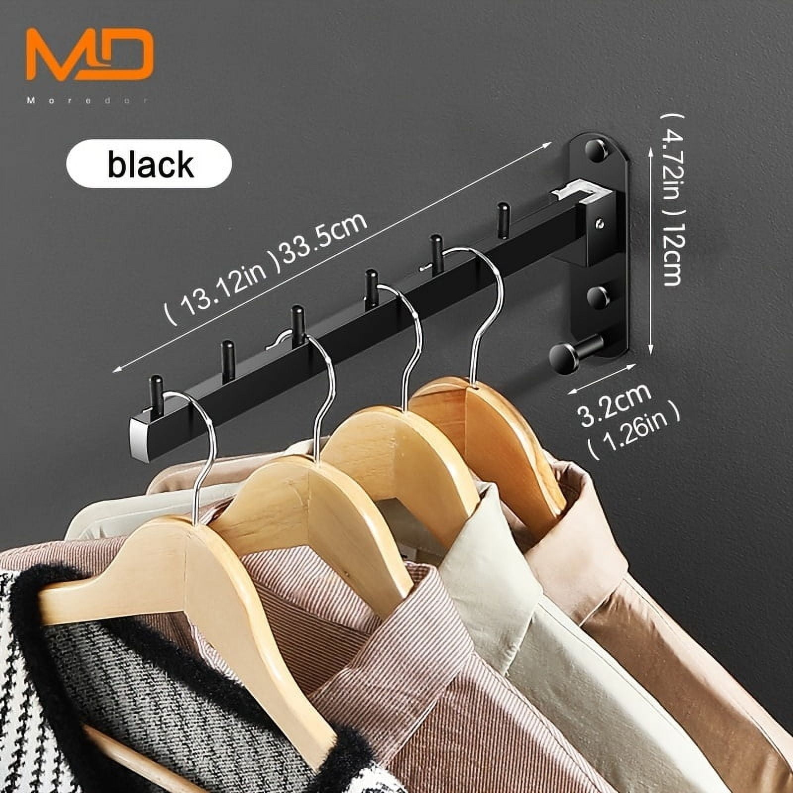 EASTIN Moredor Stainless Steel Wall Mounted Folding Clothes Rack 7-Hook ...