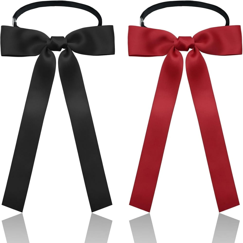 EASTIN Western Bow Ties for Men Women Black/Red Colonel Satin Ribbon ...