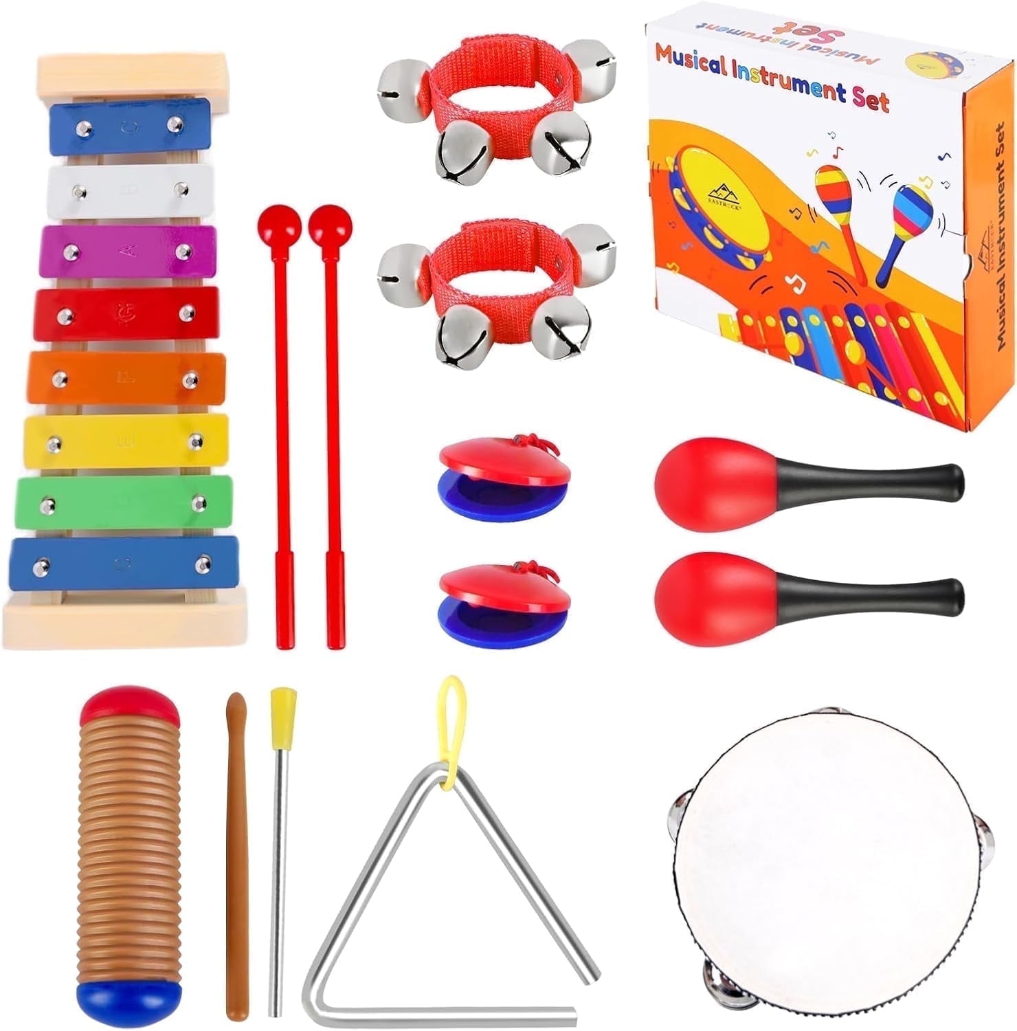 Eastrock Red Musical Instruments Sets 13 Pcs Percussion Toys for ...