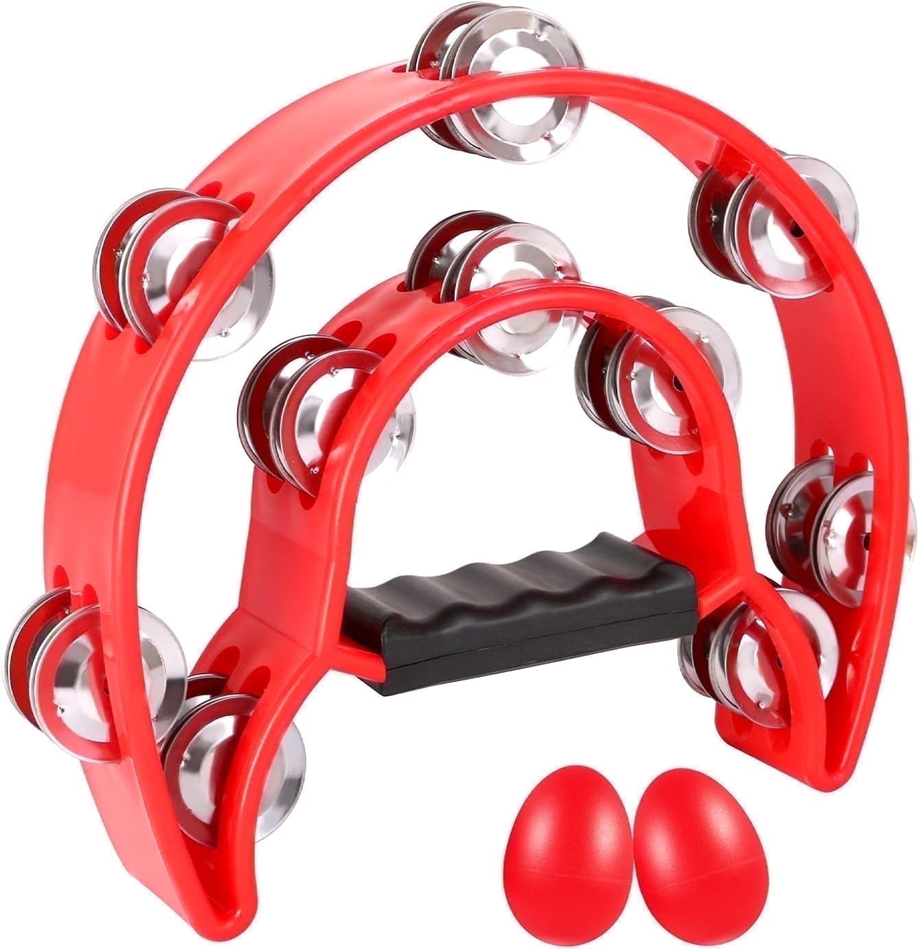 EASTROCK Tambourine Percussion Instrument Double Row Steel Jingles ...