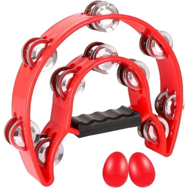 Tambourine Double Row Metal Jingles Bell Hand Held Percussion Half Moon ...