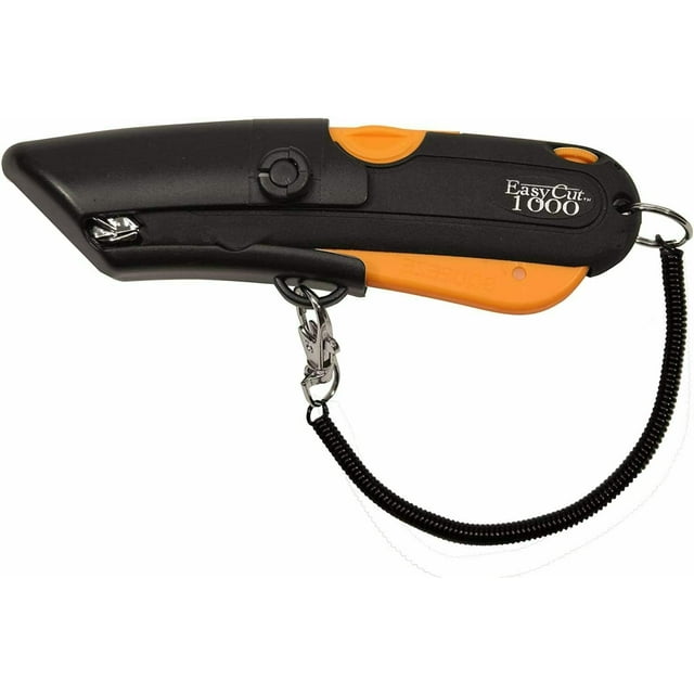 Safety Utility Box Cutter: 3 Blade Depth, Squeeze Trigger, Edge Guides ...