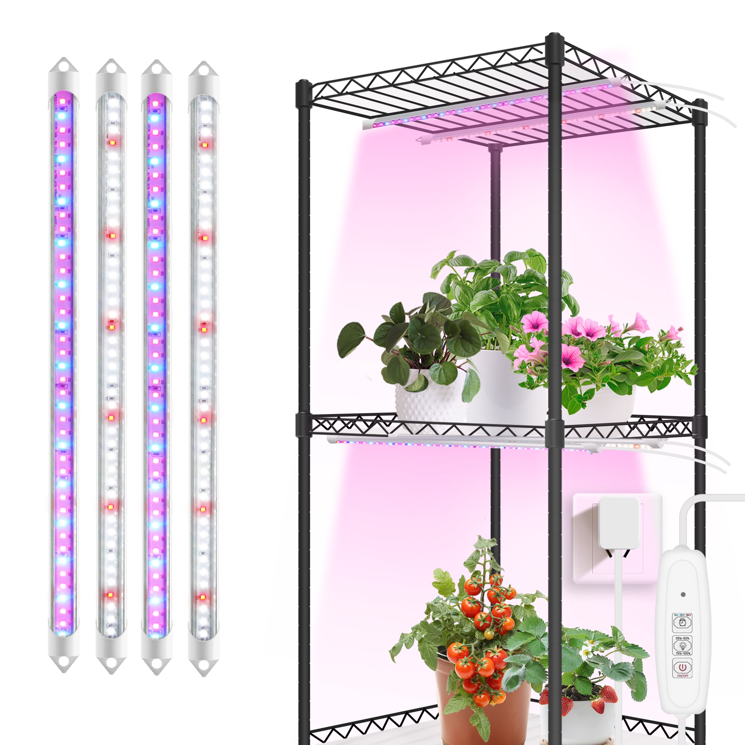 EASY GROW LED Grow Lights for Herbs and Indoor Houseplants, Full ...