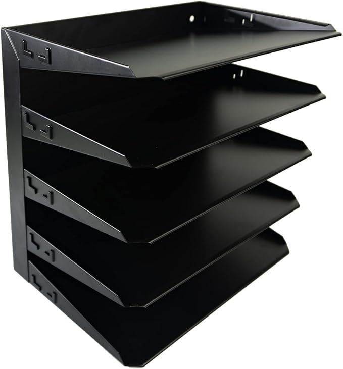 EASY LIFE PRODUCTS Desk File Organizer Shelf Rack, Metal, black(5 Tier ...